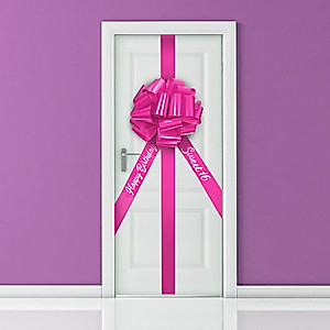 Happy Birthday Car Bow Sweet 16 Big Car Pull Bow Giant Car Gift Wrapping Bow with 20 Feet Car Ribbon for Birthday Party Car Decorations (Rose Red, 20 Inch)