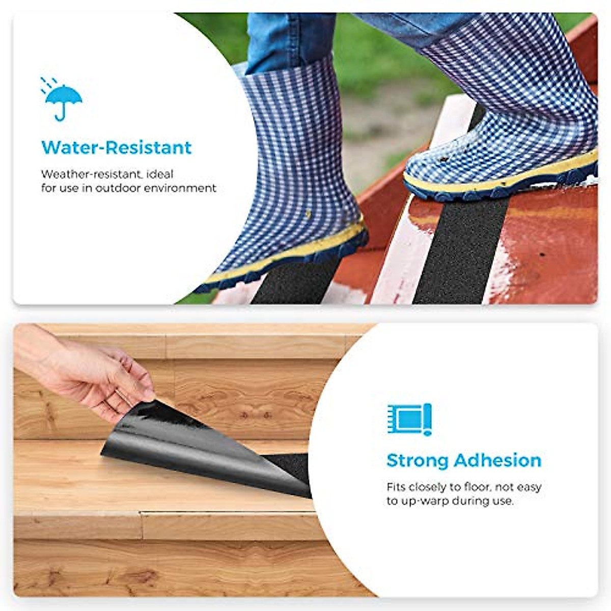 Delxo 4 inch x 30 Foot Anti-Slip Tape Outdoor Stair Treads, Non Slip Traction Stair Grip Tape, Best Grip, Friction, Abrasive Adhesive for Stairs Indoor, Black Grip Tape for Steps Outdoor