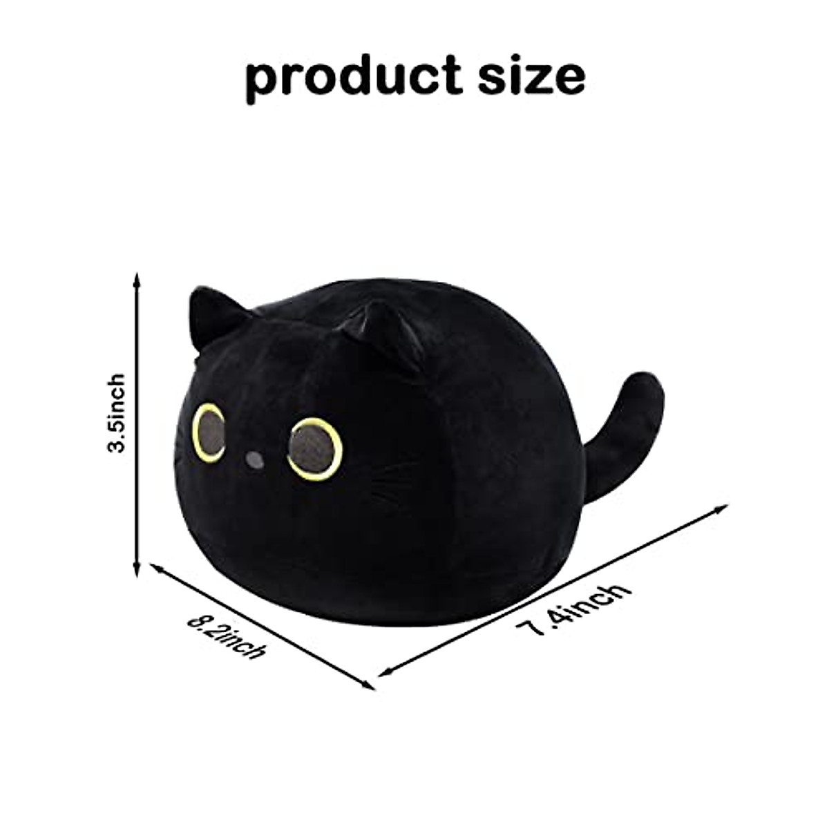 iBccly 8" Black Cat Plush Toy Black Cat Pillow,Soft Plush Doll Cat Plushie Cat Pillow,Stuffed Animal Soft Plush Pillow Baby Plush Toys Cat Shape Design Sofa Pillow Decoration Doll (Black 8 in)