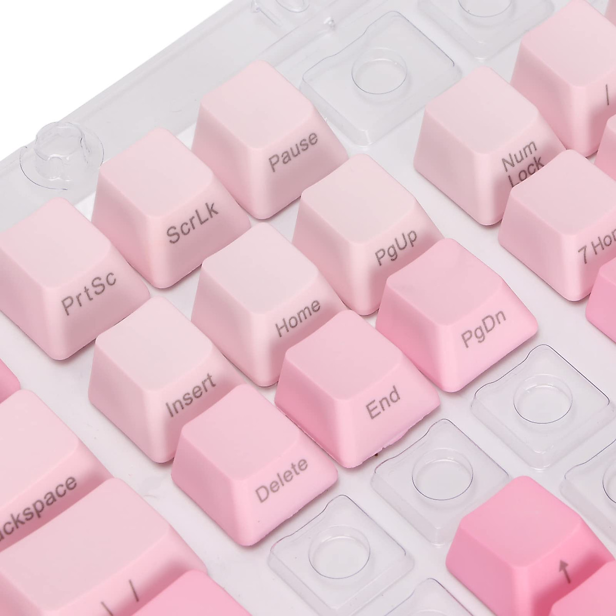 Gaming Keyboard Keycaps, 104 Keys Pink White Ergonomic PBT Typewritter Gaming Keyboard Keycaps Opaque Side Dip Dyeing Process DIY Keycap,for Most 61/87/104 Key Mechanical Keyboard