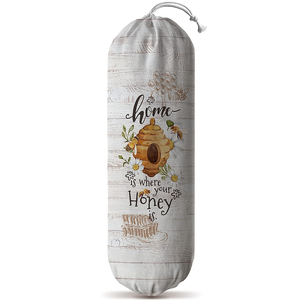 Hglian Farmhouse Plastic Bag Holder Dispenser and Honey Home Grocery shopping bags Storage saver Organizer
