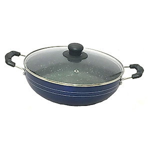 Deep Kadhai Aluminium Non Stick Kadai with Glass Lid Deep Fry Kadai Non Stick Cookware Cooking Pan Non Stick All Purpose Pan Stir Fry Pan Multipurpose Pan Aluminium Kadhai