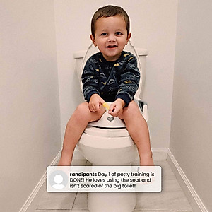 Delta Children Kid Size Toddler Potty Training Seat for Boys & Girls - Includes Soft Seat, Handles & Built-in Splash Guard - Easy to Clean, White/Grey