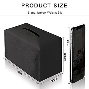 JanYoo Tissue Box Cover,Rectangle PU Leather Tissue Box Holder - Decorative Holder/Cover for Bathroom Vanity Countertop, Night Stands, Office Desk & Car 24X12.5X12.5cm - Black