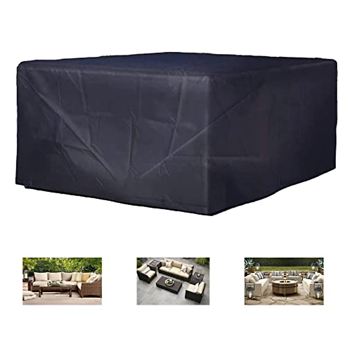 Patio Furniture Cover Waterproof Heavy Duty Cover Outdoor Table Covers Lawn Chair Sofa Fabric Covers Sets for Table Protection Dining Table and Chair Dustproof Cover,Black 91L x 91W x 28H Inches