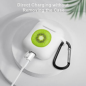 Fresh Kiwi Fruits Silicone AirPods Case Protective Cover Compatible with AirPods 2 & 1 with Keychain