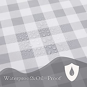 Fitted Picnic Table Cover with Bench Covers, 3 Pieces Waterproof Camping Picnic Tablecloth Cover with Elastic Edge for Indoor/Outdoor/Patio, 6ft Rectangular Vinyl Picnic Table Cover, Grey