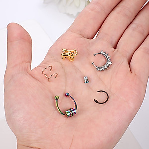 JOERICA Fake Nose Ring Magnetic Nose Ring Nose Stud Fake Nose Piercing Magnet Faux Nose Ring Frog Gold Nose Cuffs for Non Pierced Nose