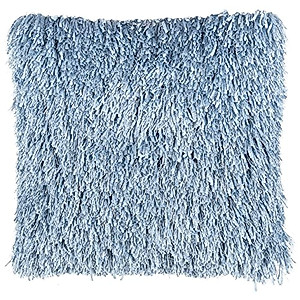 Mina Victory Shag Soft Ribbon Shag Ocean 20" x 20" Throw Pillow