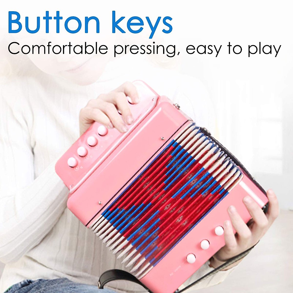 Kids Accordion, 10 Keys Control Button Accordion Musical Instruments for Kids Children Beginners Lightweight and Environmentally-friendly