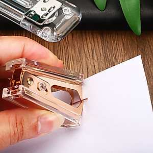 PATIKIL Acrylic Staple Remover, 2 Pack Portable Lockable Jaw Style Staple Puller Removal Tools with Plastic Box for Home Office Desktop, Rose Gold