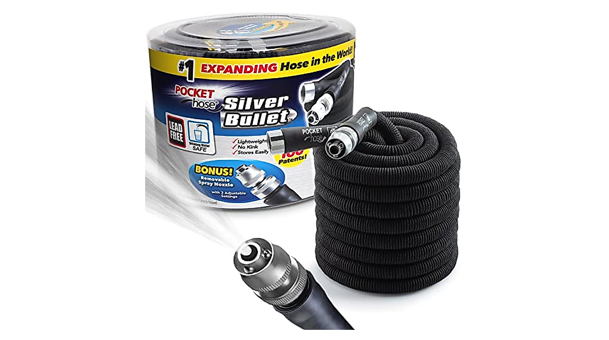 Pocket Hose Silver Bullet 75 ft Expandable Garden Hose with No-Kink Design