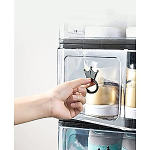 kicksluoplug KM,Shoe Storage Box,Arc-Shaped Safe Plastic box, Set of 4,Shoe Organizer for Display Sneakers,Stackable Clear box,Fit up to US Size 12(13.4inx 9.84inx 7.1in) (Black)