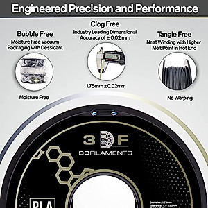 3DF Printing Filament – PLA 1.5KG X 3 Bundles of 3D Filaments for FDM 3D Printers | Filament 1.75mm | Dimensional Accuracy +/- 0.02mm | 0.5kg (1.1lbs) Spool | Pack of 9