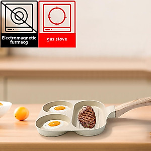 Egg Pan Japanese Omelet Maker 3 Section Square Grill Pan Egg Pan Nonstick for Breakfast Pancake Compatible with Gas Stove and Induction Cooktop Egg Frying Pan 7.4 inch (white) (Style1)