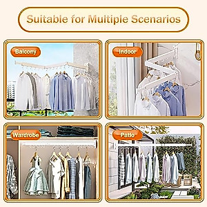 ZdwCyl Clothes Drying Rack,Laundry Space Saver Wall Mounted,Retractable,Collapsible(Tri-Fold), White Color Rack Clothing