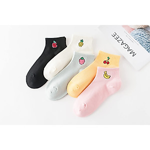 Joylife Fruit Embroidered Ankle Socks Cute Low Cut Socks for Women, Ladies, Girls, 10 Pack