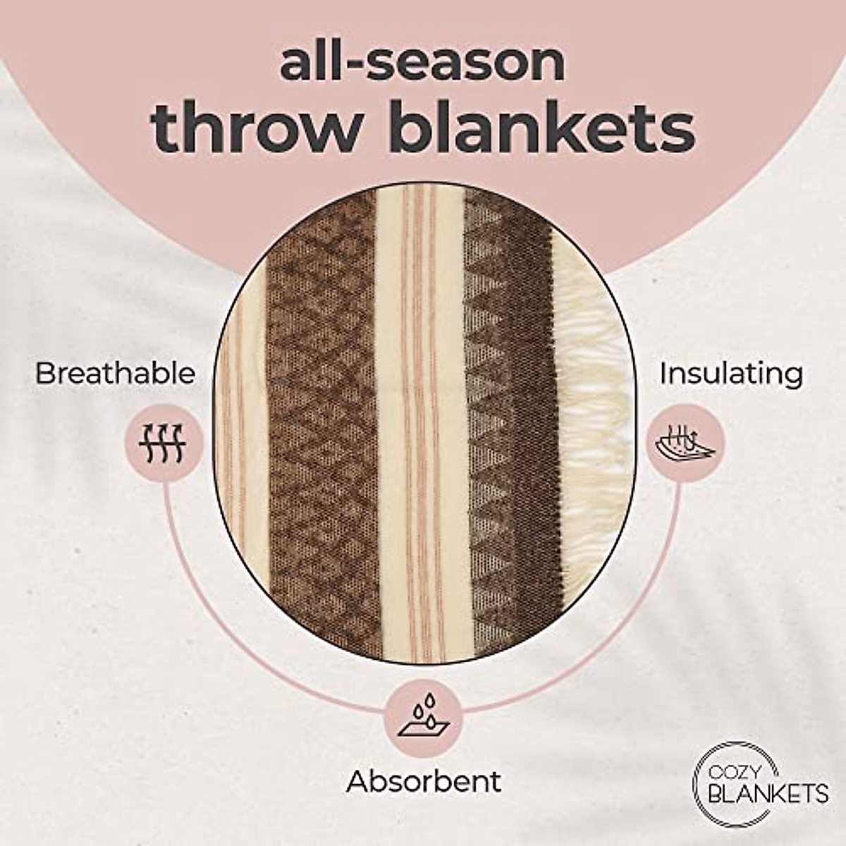 Cozy Blankets Wool Blanket | 100% Wool from New Zealand | Perfect as a Throw Blanket / Sofa Blanket | Virgin Wool Blanket with Fringes in Stripes Designs (140 x 200 cm)