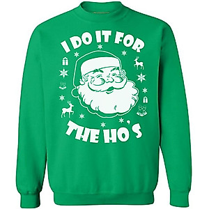 Awkward Styles I Do It for The Hos Ugly Christmas Sweater - Holiday Season Sweatshirt For Fun Lovers Green M