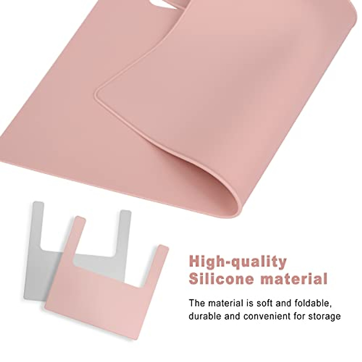 High Chair Placemat, Durable High Chair Placemat Silicone, 2-Piece Set, Can Be Used Interchangeably, Suitable for IKEA Antilop Highchai, for Toddlers and Babies (Pink/Grey)