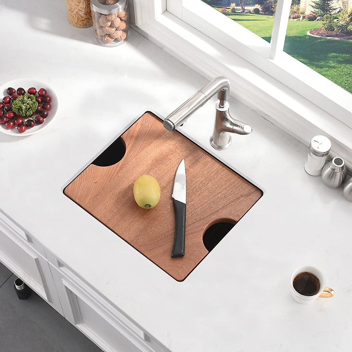 Stainless Steel Undermount Bar Sink Workstation-Bokaiya 13 Inch Undermount Wet Bar Sink 16 Gauge Single Bowl Small Bar Prep Sink with Cutting Board