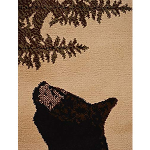 Rug Empire Rustic Lodge Novelty Area Rug, 26" W x 63" L, Bear Oval, Multi
