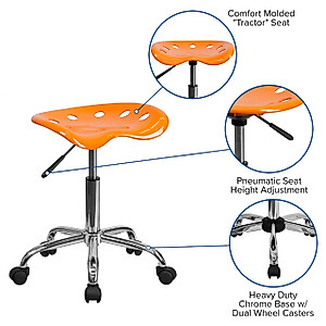 Flash Furniture Taylor Vibrant Orange Tractor Seat and Chrome Stool