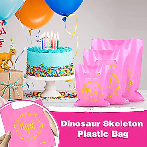 TOSPARTY 100 PCS 3 Sizes Thank you Plastic Merchandise Bags Shopping Bags with Handle Retail Bags Gift Bags for Boutique Die Cut Bags for Small Business Thanksgiving Day bags