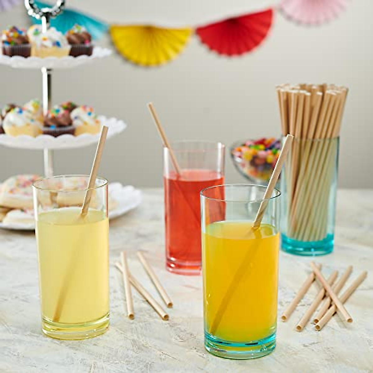 Kraft Paper Drinking Straws [200 Pack] 100% Biodegradable & Ink-free