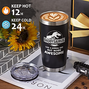 Fimibuke Gifts for Dad from Daughter, Son, Wife - 20 OZ Tumbler Fathers Day Dad Gifts for Father, Men, Father-in-Law, Husband - Daddysaurus Funny Birthday Gift Presents Boxed Insulated Cup from Kids