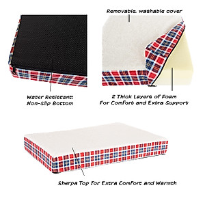 PETMAKER Orthopedic Dog Bed with Memory Foam and Sherpa Top ? Removable, Machine Washable Cover ? 20.5 x 15.5 x 3.5 Pet Bed (Plaid)