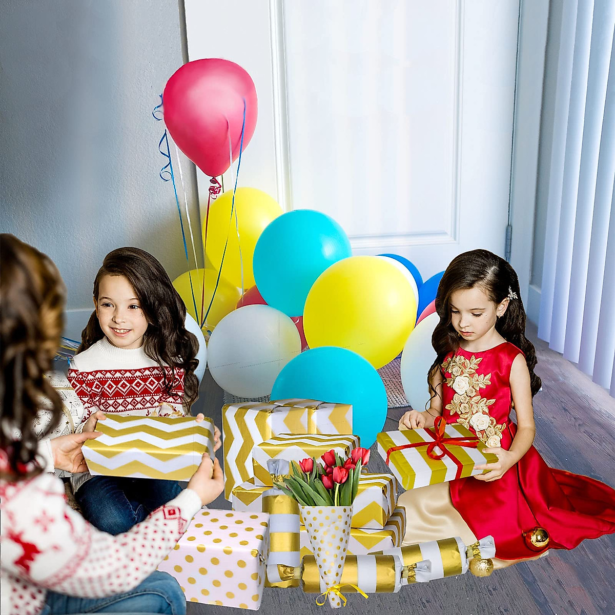 80 Sheets Gold White Tissue Paper Bulk - Artdly 14"x20" Metallic Tissue Paper Gift Wrap Paper Set with Stripe, Polka Dot, Wave Gold Design Patterned for Birthday, Graduation, DIY and Craft, Gift Bags