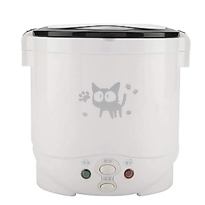 Rice Cooker Small, Portable Rice Cooker for Travel Mini, Mini Rice Cooker, 12v 100w 1l Portable Electric Multifunctional Rice Cooker Food Steamer Meal Heater Food Warmer (White)