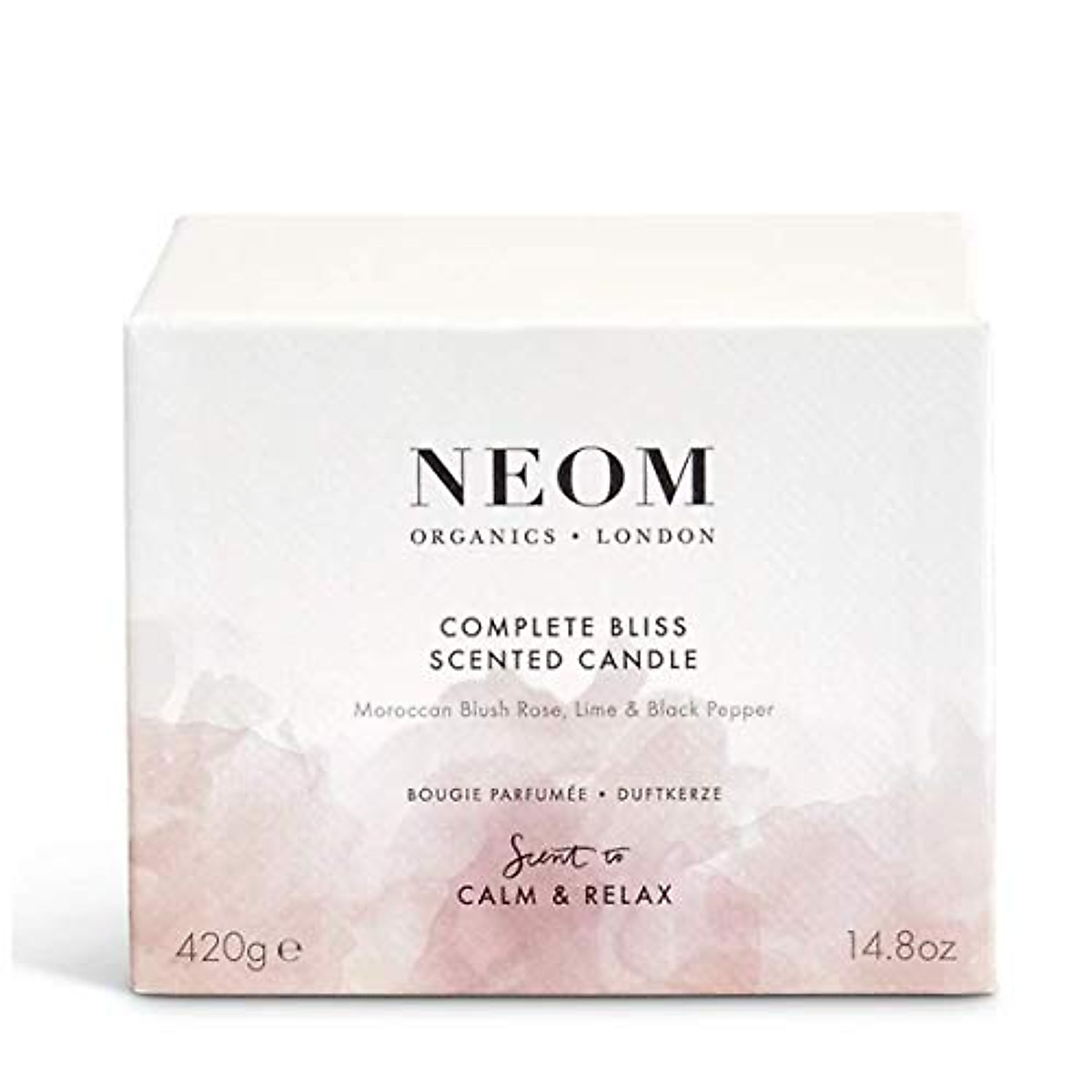 NEOM- Complete Bliss Scented Candle, 3 Wick | Blush Rose, Lime & Black Pepper | Essential Oil Aromatherapy Candle | Scent to De-Stress