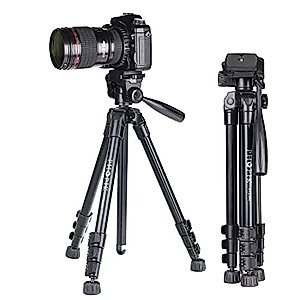 PHOPIK Camera Tripod, 56” Cell Phone Tripod with Phone Holder, Extendable Video Tripod with Quick Release Plate,Compatible with All Cameras, Cell Phones, Projector, Webcam, Spotting Scopes
