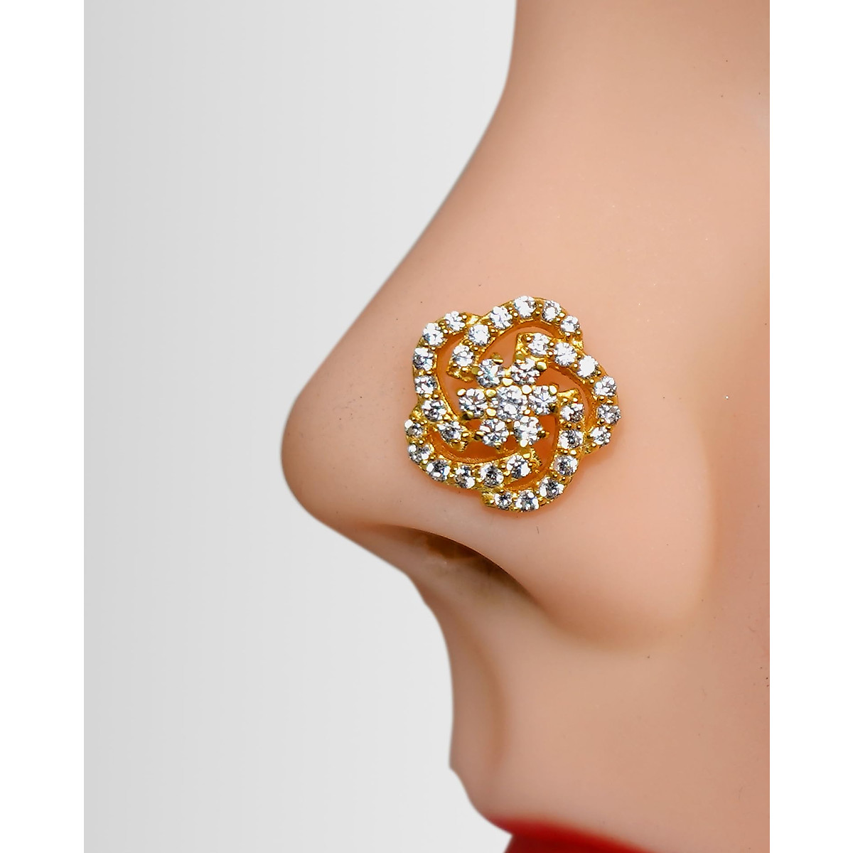 Unique Nose Stud Indian Nose Ring Gold Nose Stud Indian Nose Stud Crock Screw Nose Stud Sterling Silver Nose Stud White Diamond Nose Stud