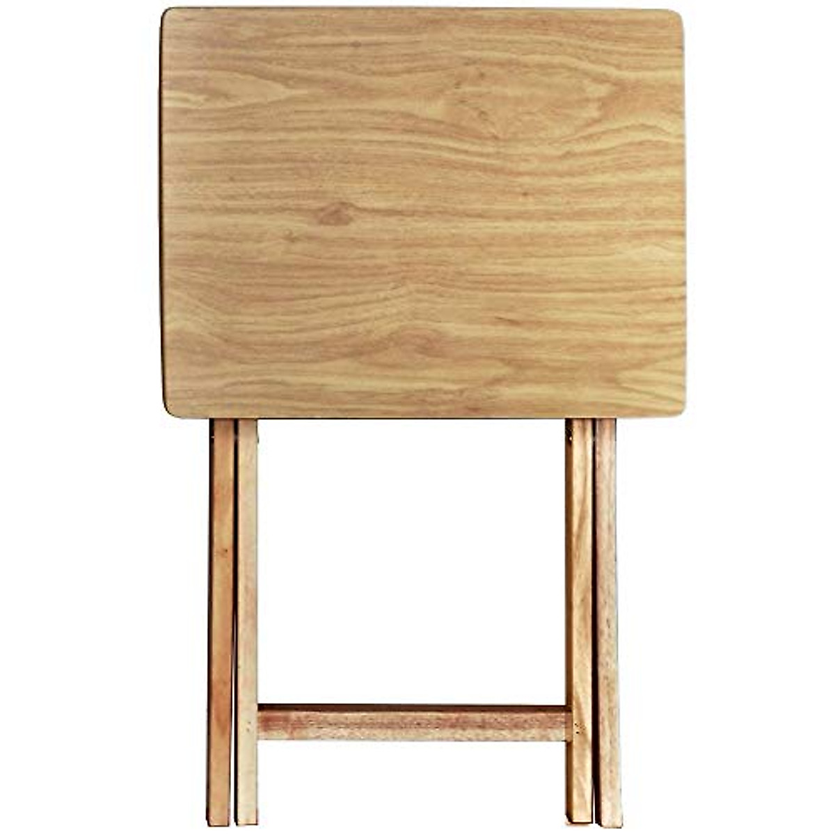 Plastic Development Group Heavy Duty Versatile Compact Folding Portable Table 5 Piece Wood Television TV Tray Set, Natural