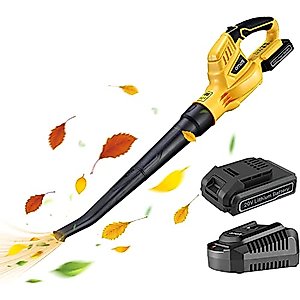 OMOTE Cordless Leaf Blower, 20V 2.0Ah Battery and Charger Included, Low Noise, Lightweight Leaf Blower Battery-Operated with One Button Control, Air Blowers for Lawn Care, Leaves and Snow Blowing