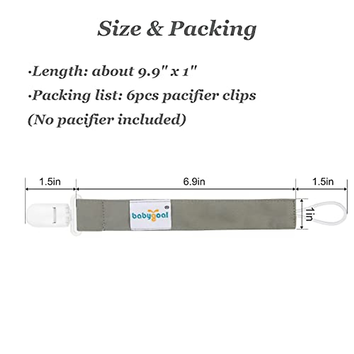 Babygoal Neutral Pacifier Clips, 6 Pack Binky Paci Holder and Leash for Boys and Girls Fits for Most Pacifier, Binkie Styles & Baby Teethers & Toys and Gift 6PS10