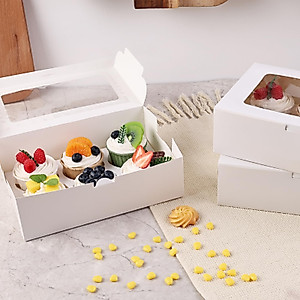 VGOODALL 6PCS White Cupcake Boxes, 6 Count Cupcake Containers with Window Holding 36 Pastry Box for Birthday Holiday Party Bakery Supplies