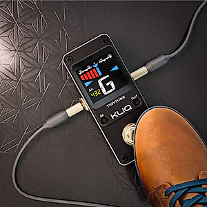 KLIQ TinyTune Tuner Pedal for Guitar and Bass and KLIQ Forte Wall-mount Instrument Hanger (Black) Bundle