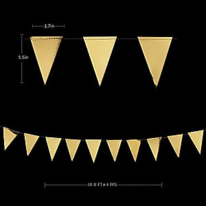 40 Ft Gold Triangle Flags Banner Double Sided Metallic Paper Pennant Bunting Garland for Wedding Baby Bridal Shower Birthday Bachelorette Engagement Anniversary Hen Party Decoration Supplies