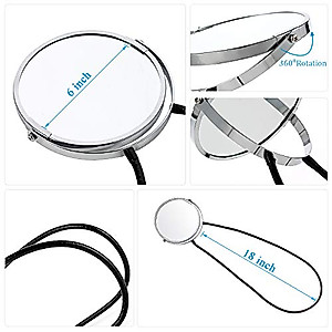 Double Sided Mirror, Standard Viewing and 5X Magnification, Mirror' arm is Flexible to Around The Neck