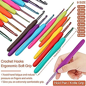 Coopay Crochet Kit Beginners Crochet Hook Set with Crochet Yarn, 58PCS Portable Crochet Set with Ergonomic Crochet Hooks, Small Crochet Hooks, Travel Crochet Hook Case Full Knitting Crochet Supplies