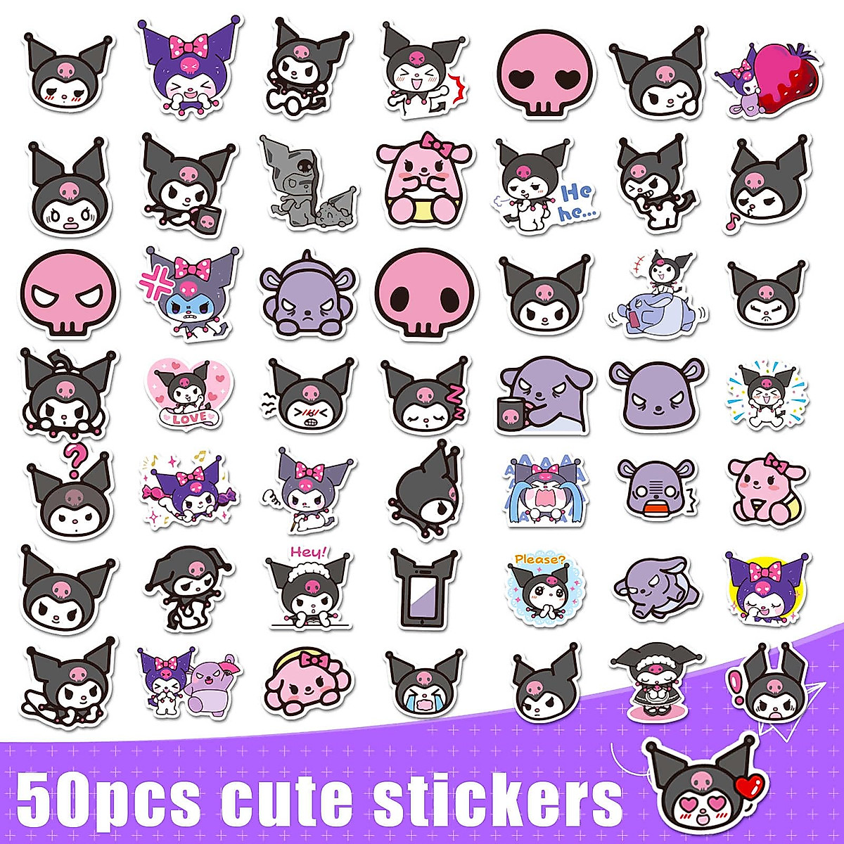 Matconly 14oz Cartoon Water Bottle Girls with 50pcs Anime Stickers, Stainless Steel Thermos Water Bottle for School Kids