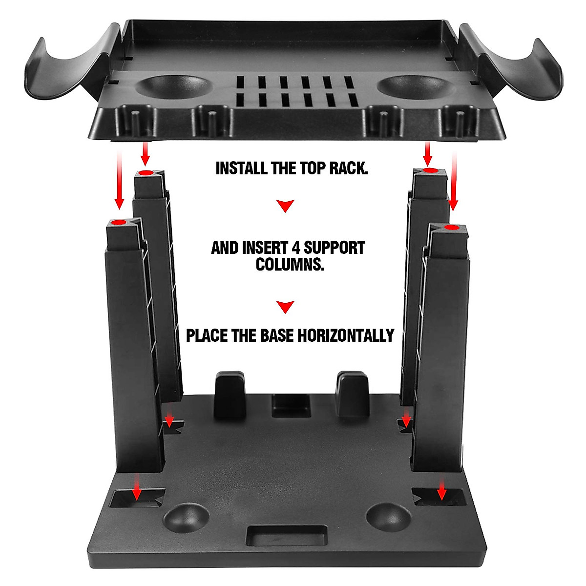 INFURIDER Multifunctional Storage Stand for Nintendo Switch Tower Holder Bracket for Nintendo Switch Dock Joy-Con Grip 2 Pro Controllers 2 Joy-Con Straps 4 Joy-Cons 12 Game Cards and 2 Poke Balls