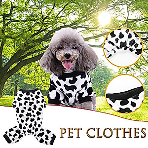 Dogs Cow Print Clothes Winter Pajamas Pet Raincoat Life Vests for Dogs Jacket Fleece Pullover for Indoor and Outdoor Use