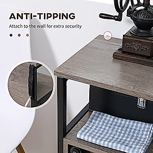 HOMCOM Sideboard Buffet Cabinet, Accent Kitchen Cabinet, Coffee Bar Cabinet with Sliding Barn Door and Adjustable Shelf for Living Room, Gray