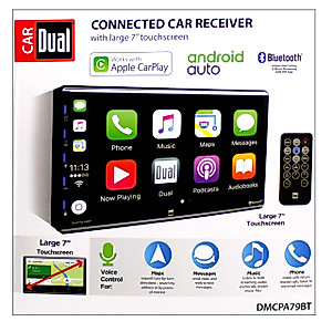 Dual Electronics 7" Double Din Mechless Digital Media Receiver with Apple CarPlay Android Auto