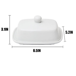 Butter Dishwith Lid for Countertop, Ceramics Butter Keeper Holder With Airtight Cover,Butter Container for Counter or Fridge, White Butter Holder